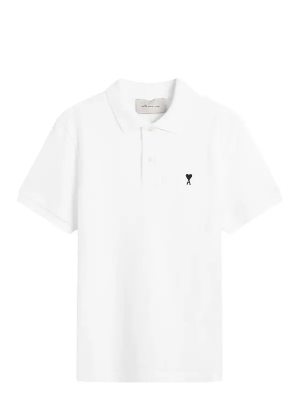 AMI Paris Contrasted De Coeur Polo Shirt - Blanc