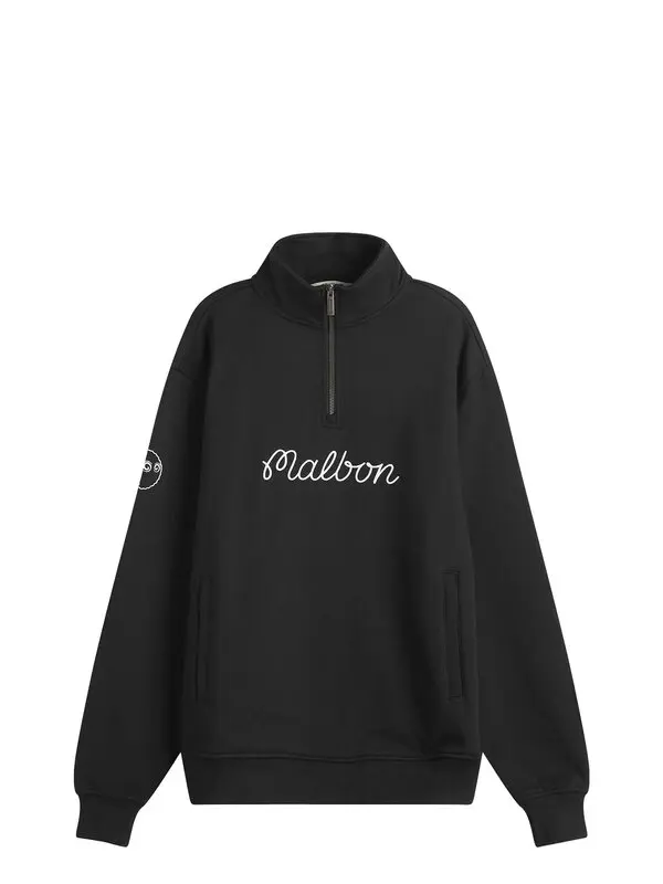 MALBON Collegiate Quarter-zip Sweatshirt - Black