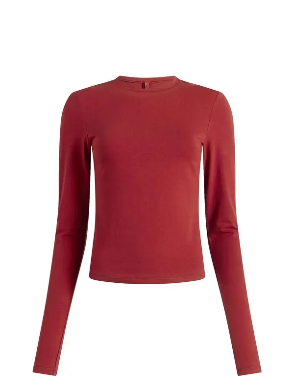 SKIMS Cotton Jersey Long Sleeve Top - Brick