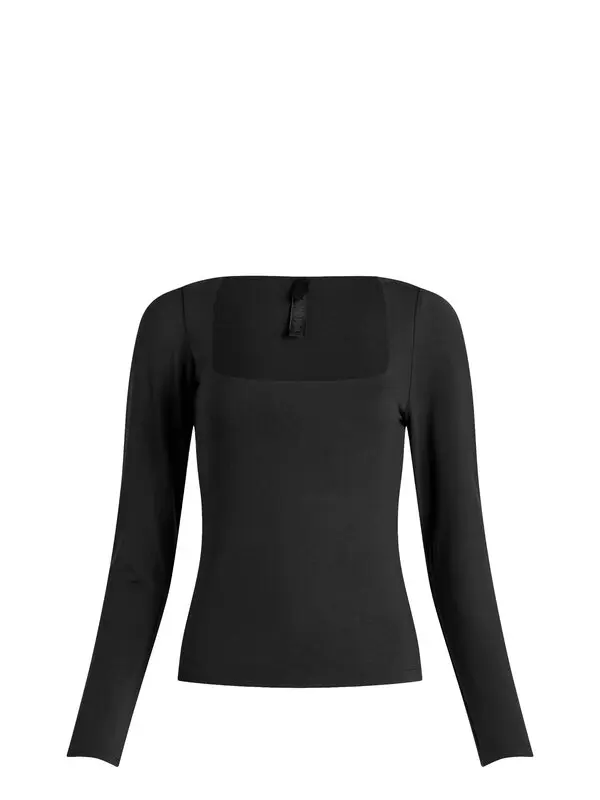 SKIMS Smooth Layers Square Neck Long Sleeve Top - Obsidian