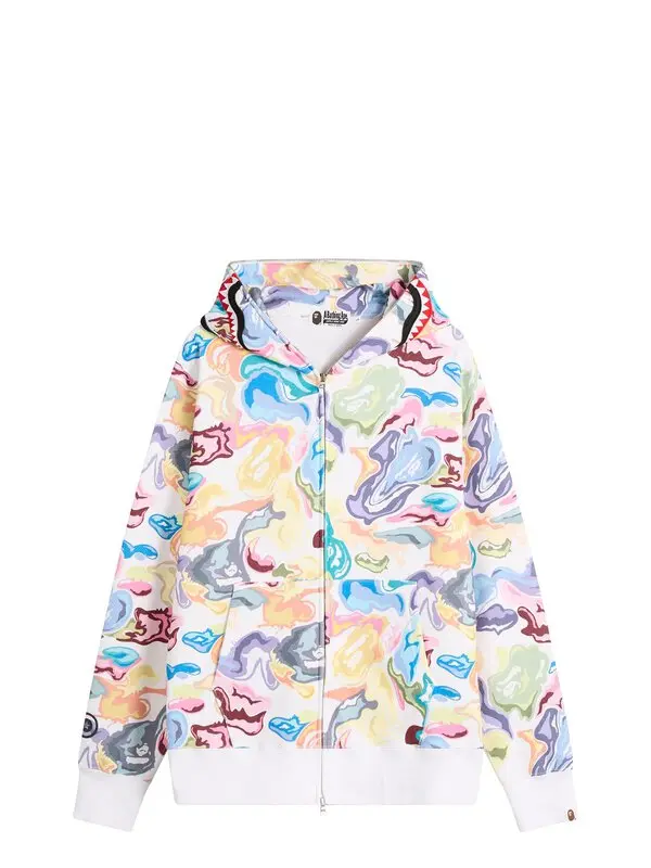 A BATHING APE Art Camo Shark Zip Hoodie - White