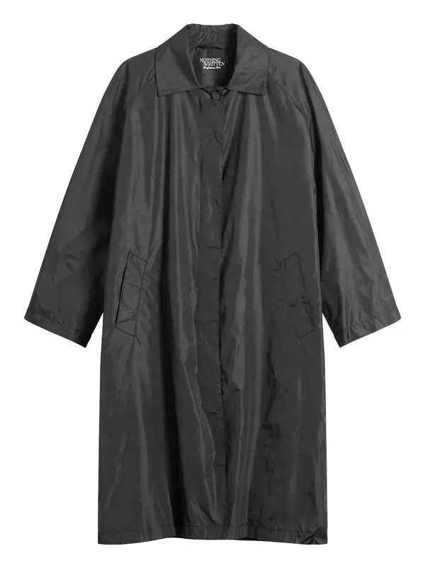NOTHING WRITTEN Urban Nylon Trench Coat - Black
