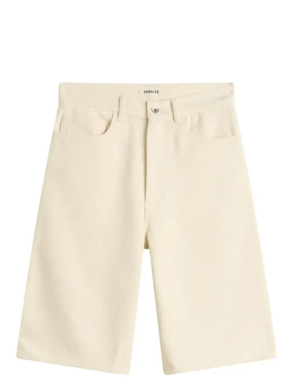 Auralee Denim Wide Shorts - Ivory White