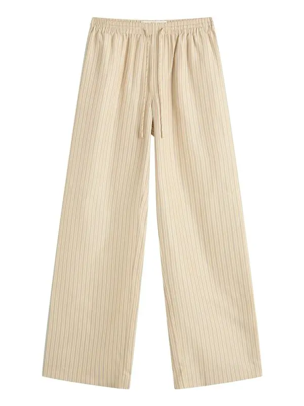 RÓHE Wide Leg Silk Trousers - Classic Stripe