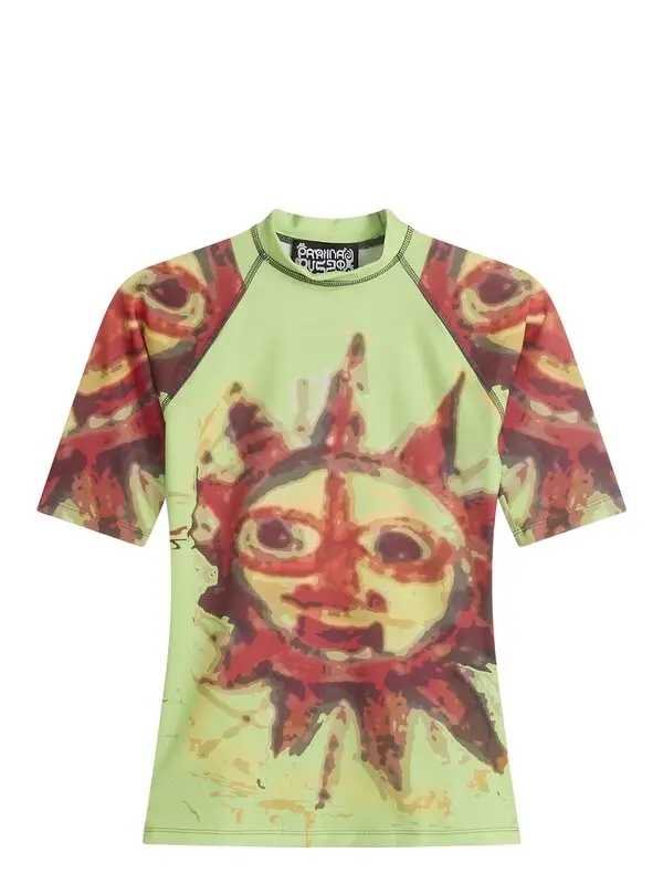 PAOLINA RUSSO Short Sleeve Rash Guard - Chartreuse