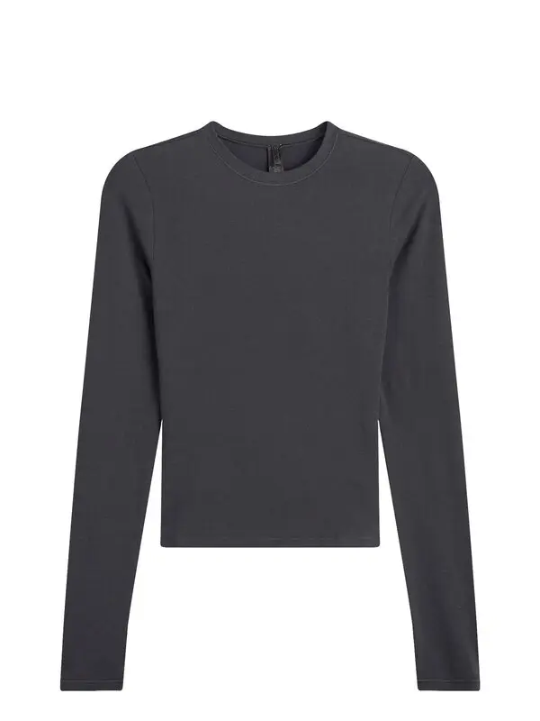 SKIMS Cotton Jersey Long Sleeve T-shirt - Soot