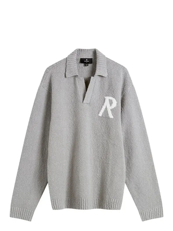 REPRESENT Knitted Boucle Knit Polo - Grey