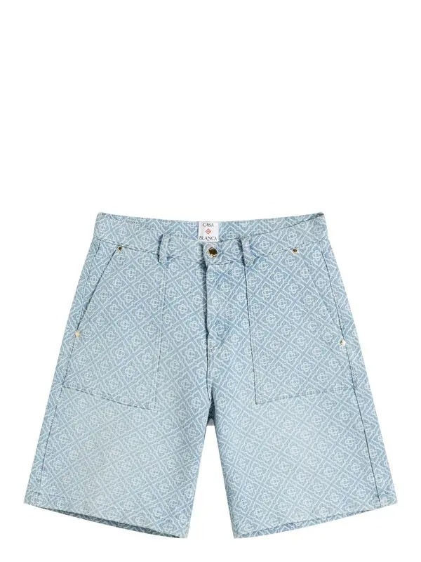 Casablanca Relaxed Monogram Denim Shorts - Blue