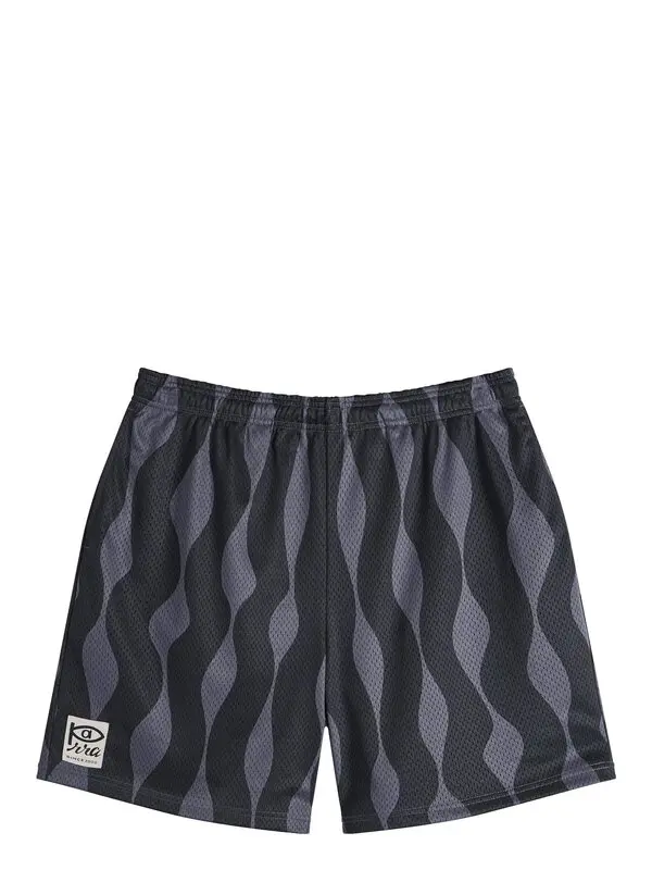 PARRA Waved Mesh Shorts - Black