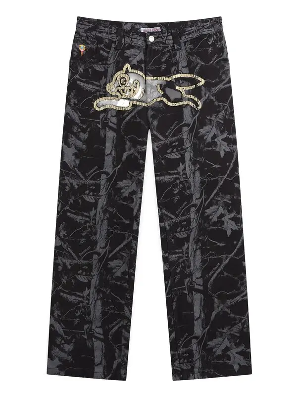 ICECREAM Tree Camo Double Scoop Denim Pants - Black