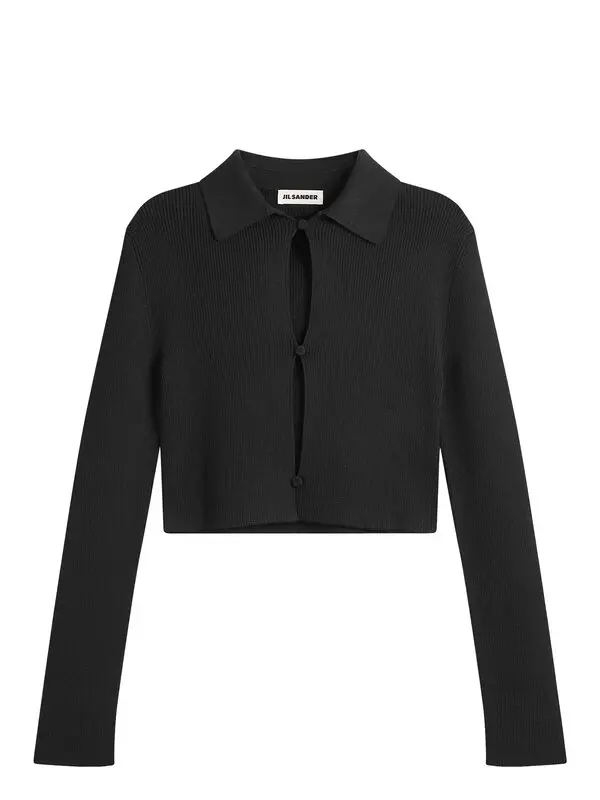 JIL SANDER Button Front Cardigan - Black