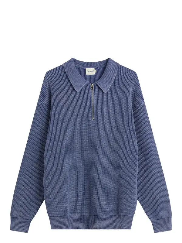 BOUND Acid Wash Half Zip Pullover - Navy