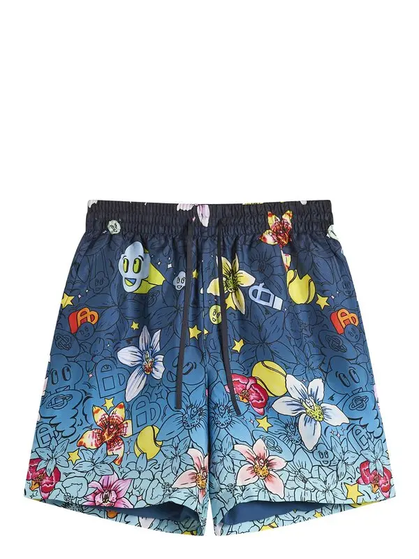 Casablanca Collage D’icones Graphiques Silk Shorts - Multi