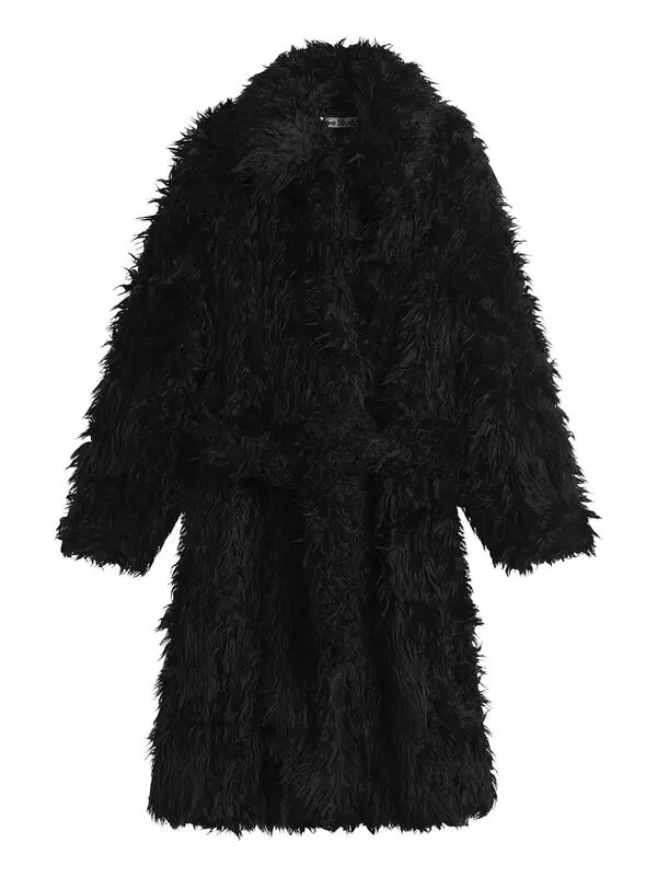Acne Studios Oflama Long Messy Faux Fur Coat - Black