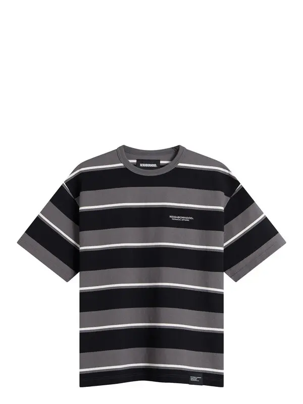 NEIGHBORHOOD Border Stripe Logo T-shirt - Gray