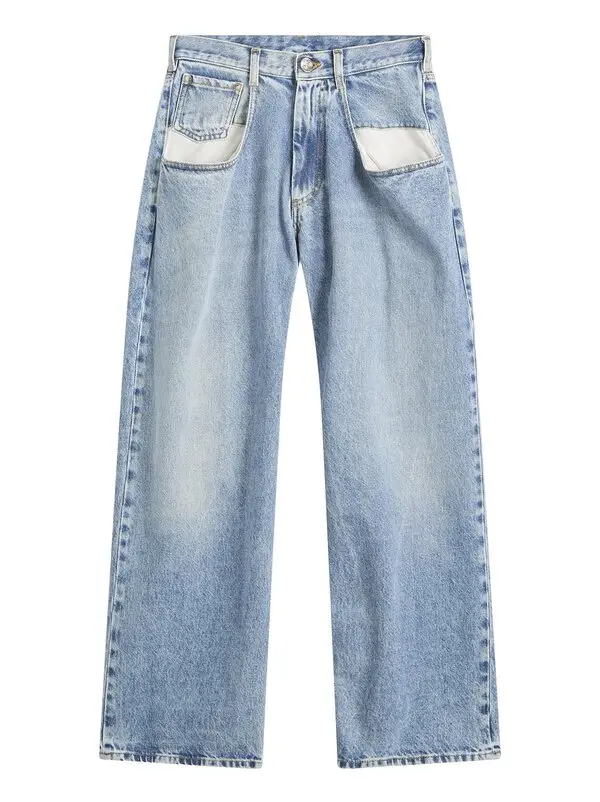 MAISON MARGIELA 5 Pockets Contrast Boyfriend Jeans - Blue