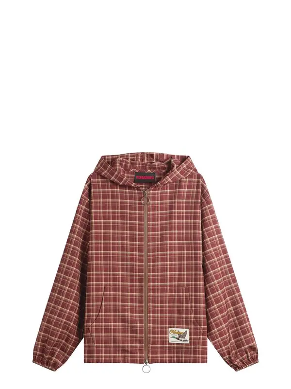 PLEASURES Mallard Plaid Zip Hoodie - Red