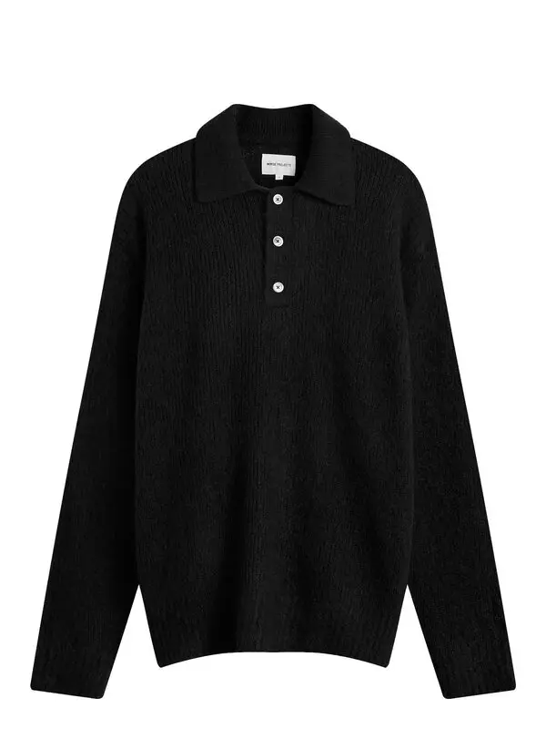 Norse Projects Rasmus Brushed Knit Polo - Black