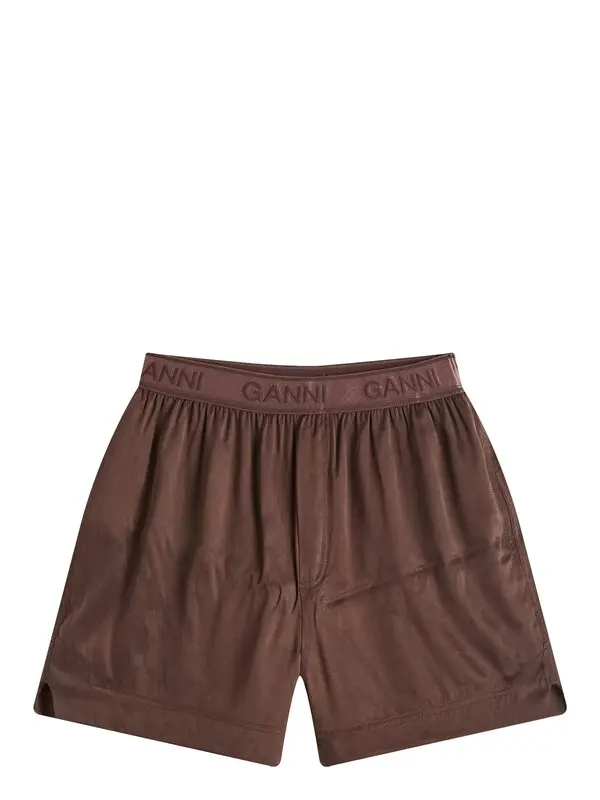 GANNI Washed Satin Shorts - Mole