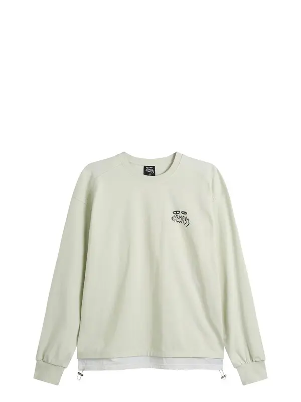 KARMA8A Layered Long Sleeve Woven Hem T-shirt In | Size: | Cotton/polyester/nylon | End Clothing - White