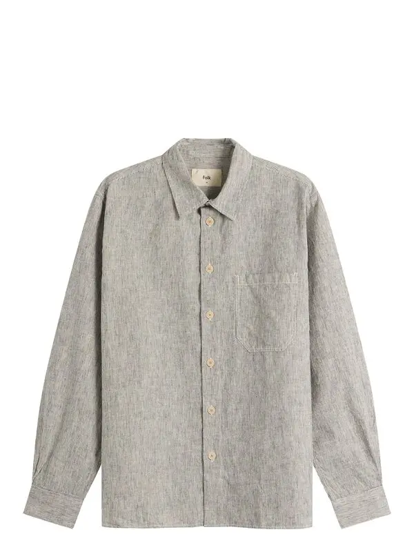 Folk Easy Fit Shirt - Black Linen Stripe