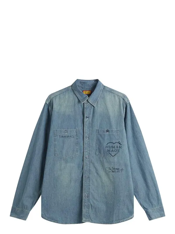 HUMAN MADE Stencil Military Chambray Shirt - Blue