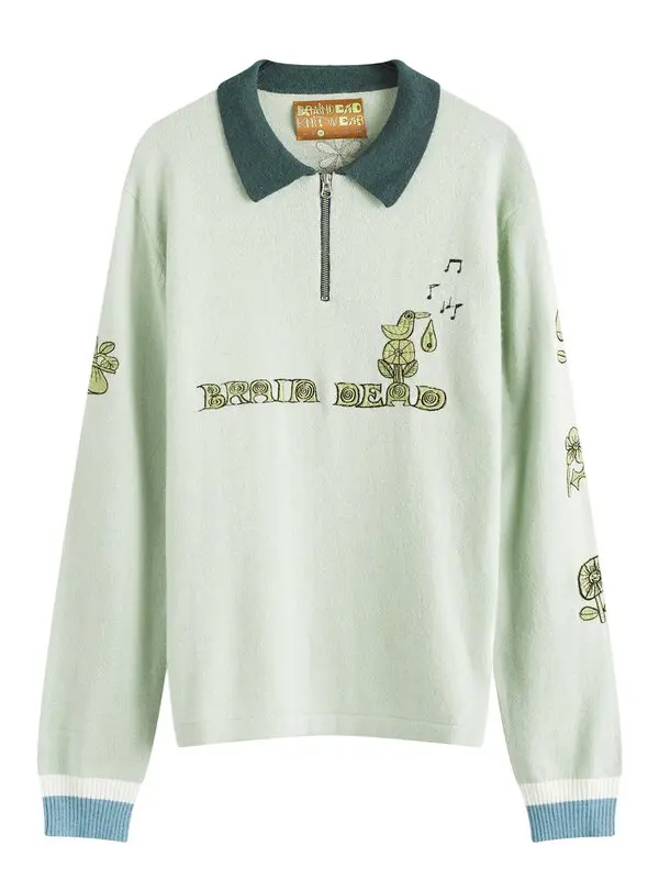 BRAIN DEAD Lex Half Zip Sweatshirt - Mint