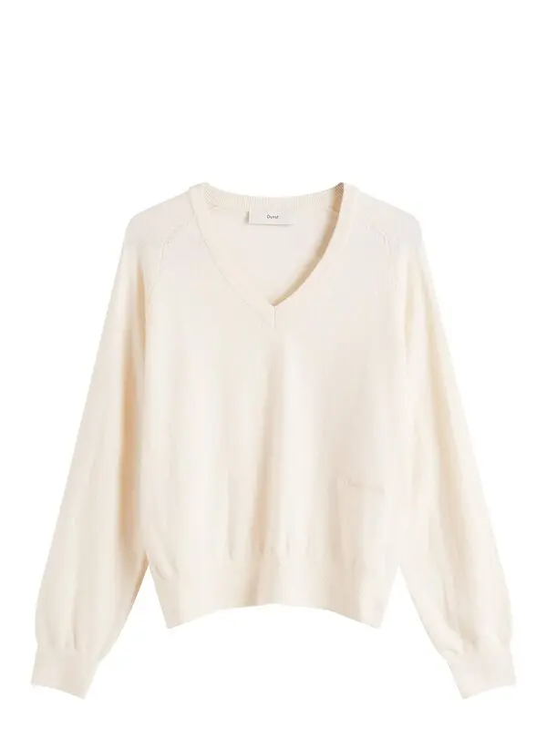 DUNST Loose V-neck Sweater - Ivory