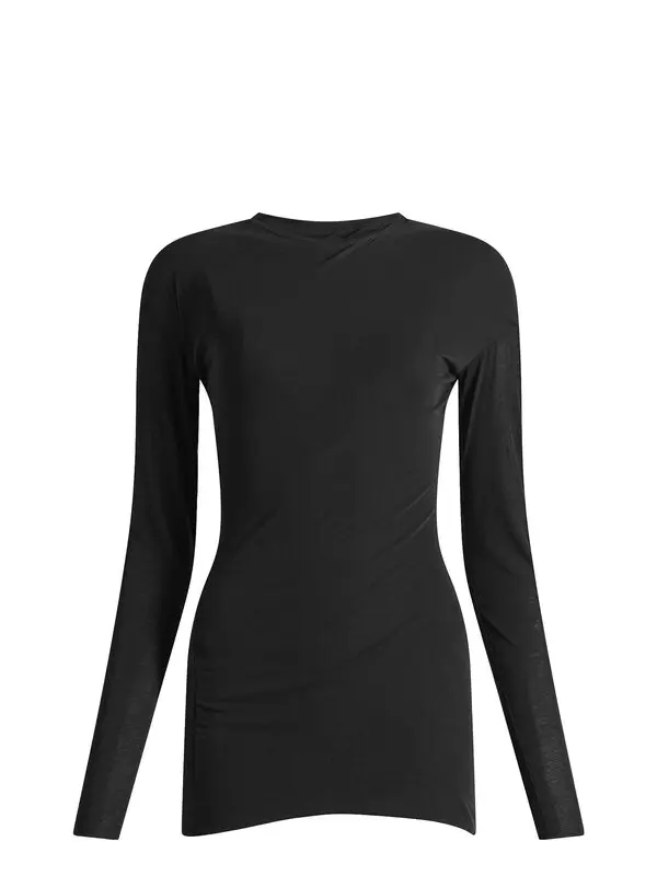 JIL SANDER Double Layer Twisted Long Sleeve Top - Black