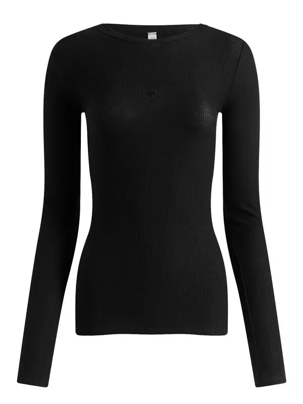 BASERANGE Heart Long Sleeve T-shirt - Black