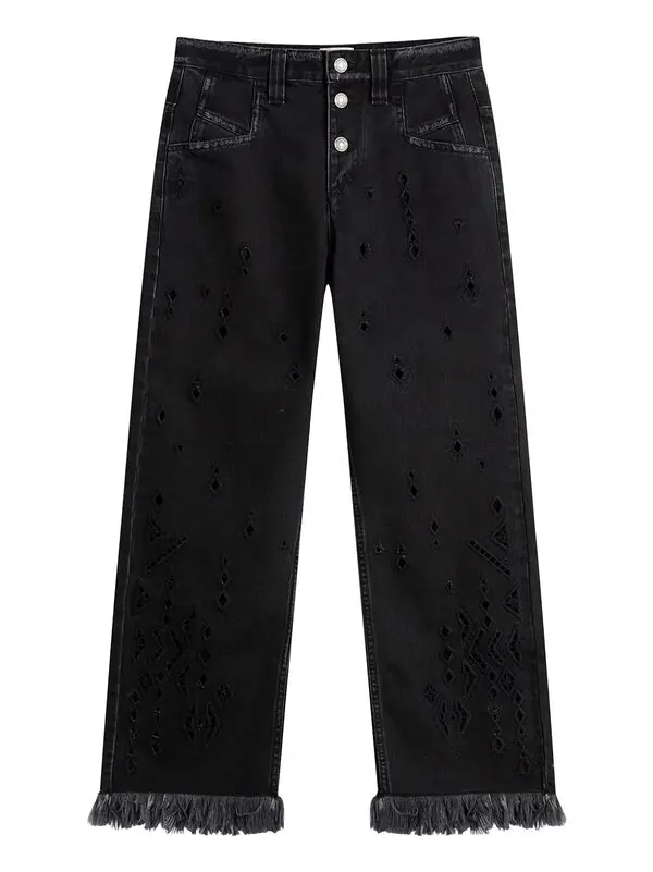 Isabel Marant Étoile Amia Embroidered Jeans - Black