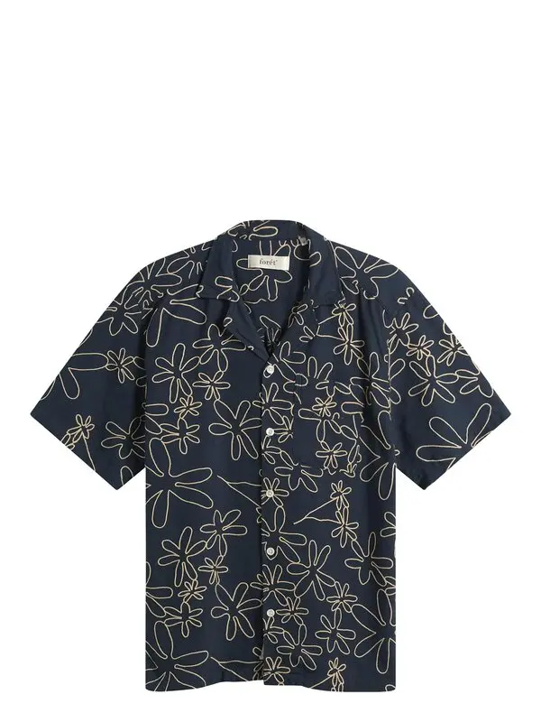 FORET Peer Embroidery Regular Fit Ss Shirt - Navy