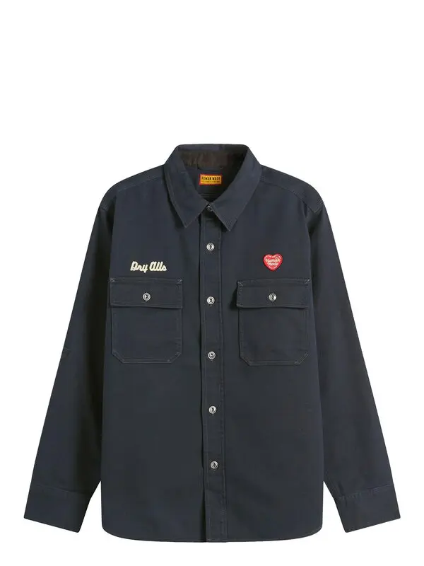 HUMAN MADE Work Shirt With Graphic Back Print - Navy