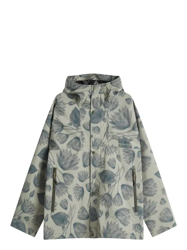 Paul Smith Pixilated Flower Print Hooded Jacket - Brown