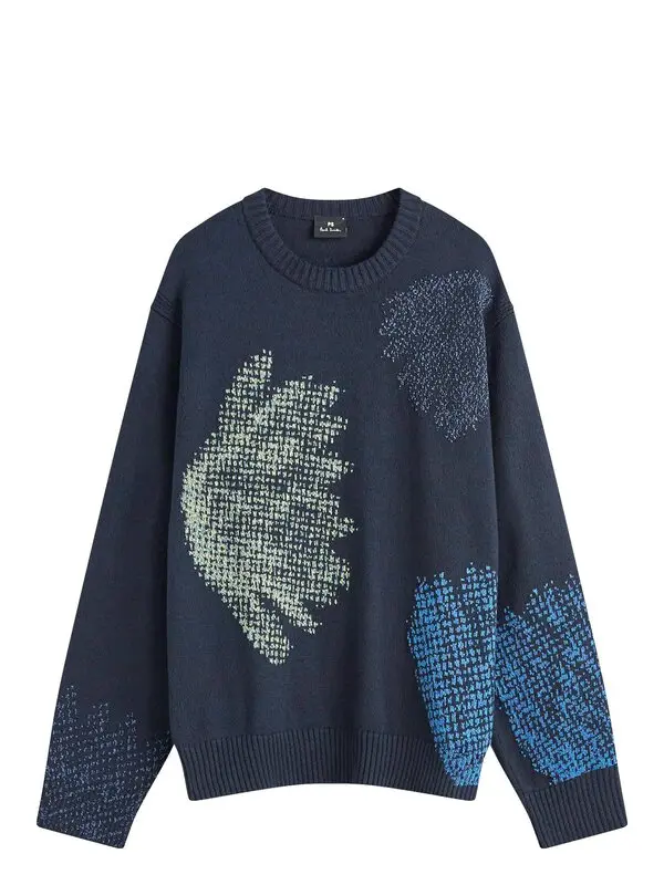 Paul Smith Pixilated Flower Crew Sweater - Navy