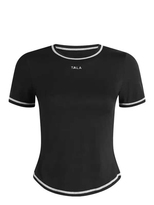 TALA Ultralite Active Contrast Stitch Tee - Shadow Black