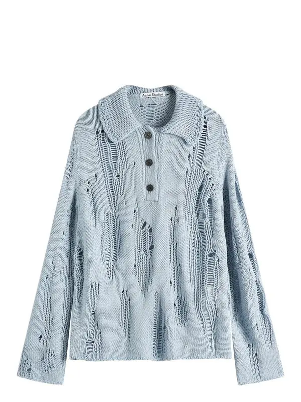 Acne Studios Kummer Natural Cord Mouline Polo Neck Jumper - Light Blue