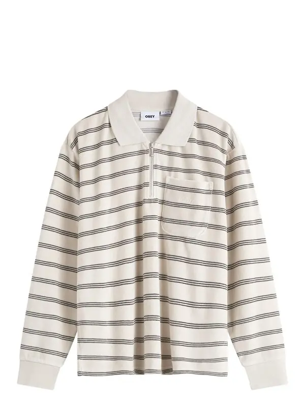 Obey Laurel Stripe Polo Top - Cement Multi