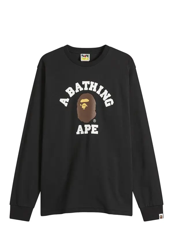 A BATHING APE Long Sleeve College T-shirt - Black