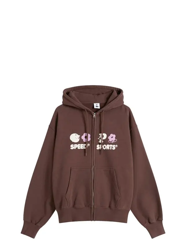 PAWA SPEED SPORTS Multi Monogram Zip Hoodie - Chocolate