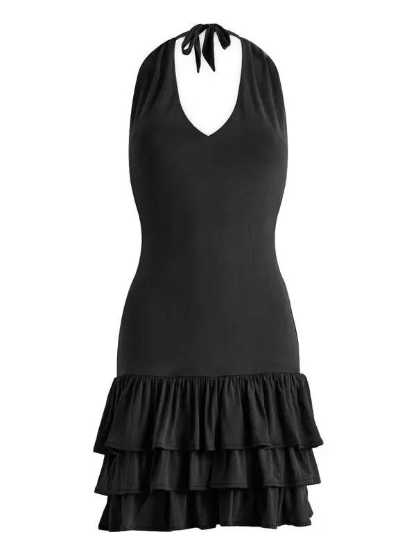 PEACHY DEN Kylie Halter Mini Dress - Graphite