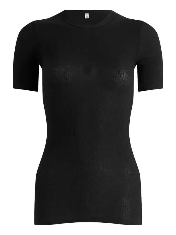 BASERANGE Heart Short Sleeve T-shirt - Black
