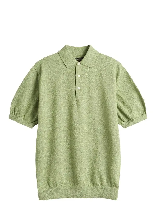 BEAMS Boucle Knit Polo - Olive