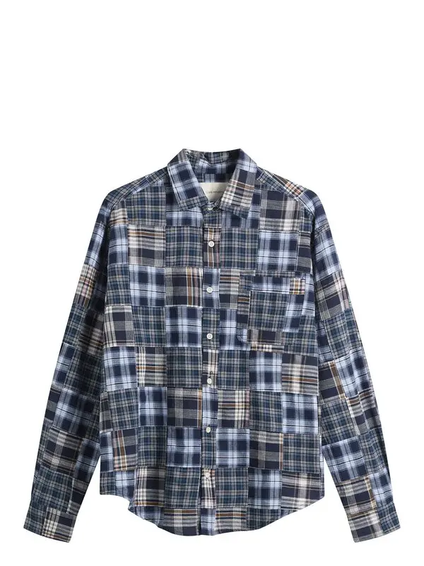 CAFÉ MOUNTAIN Patchwork Check Heritage Shirt - Blues