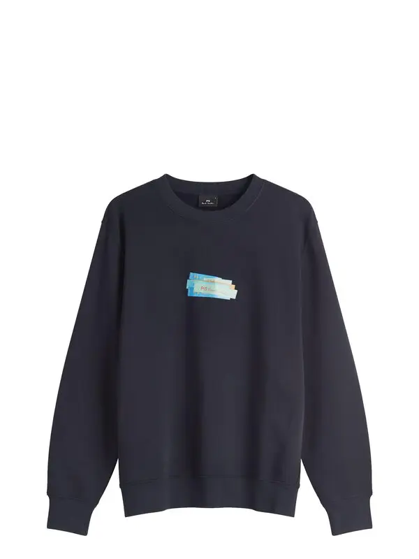 Paul Smith Ps Label Print Sweatshirt - Blue
