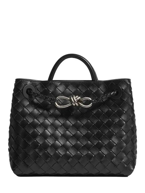 Bottega Veneta Intrecciato Leather Top Handle Bag - Black