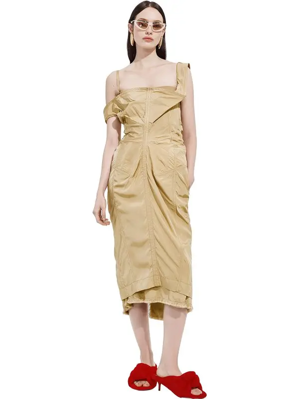 Bottega Veneta Washed Silk Taffeta Dress - Tapioca