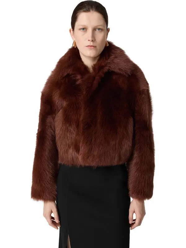 Bottega Veneta Toscana Shearling Cropped Blouson - Pudding