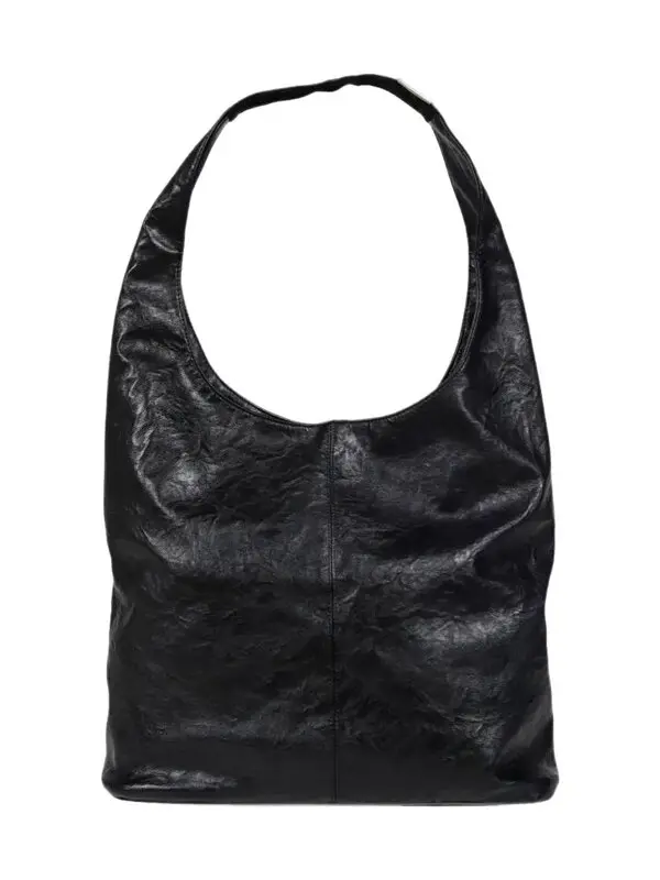 GLOWNY G Crinkled-effect Shoulder Bag - Black