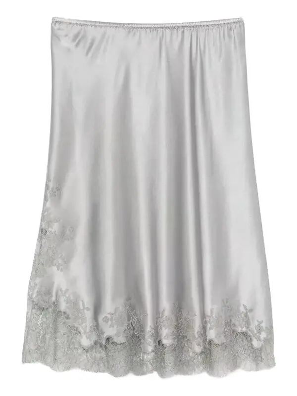 Carine Gilson Lace-trim Silk Skirt - Grey